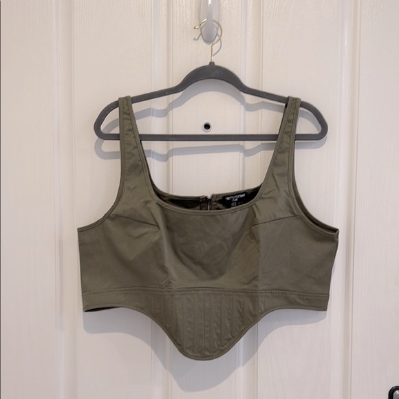 PrettyLittleThing | Tops | Pretty Little Thing Olive Green Corset Top ...